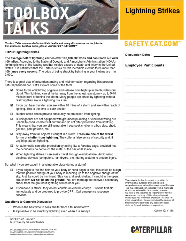 Toolbox Talk - Lightning Strikes | PDF | Lightning | Electricity