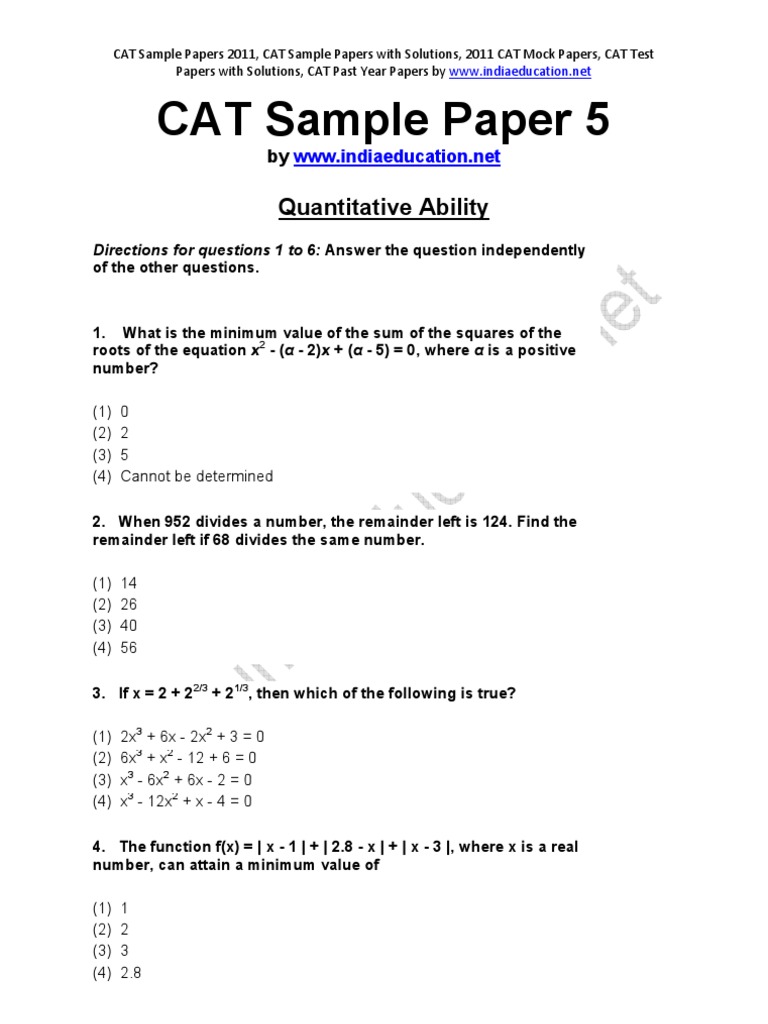 CAT Sample Paper 5 | Download Free PDF | Pie Chart | Test (Assessment)