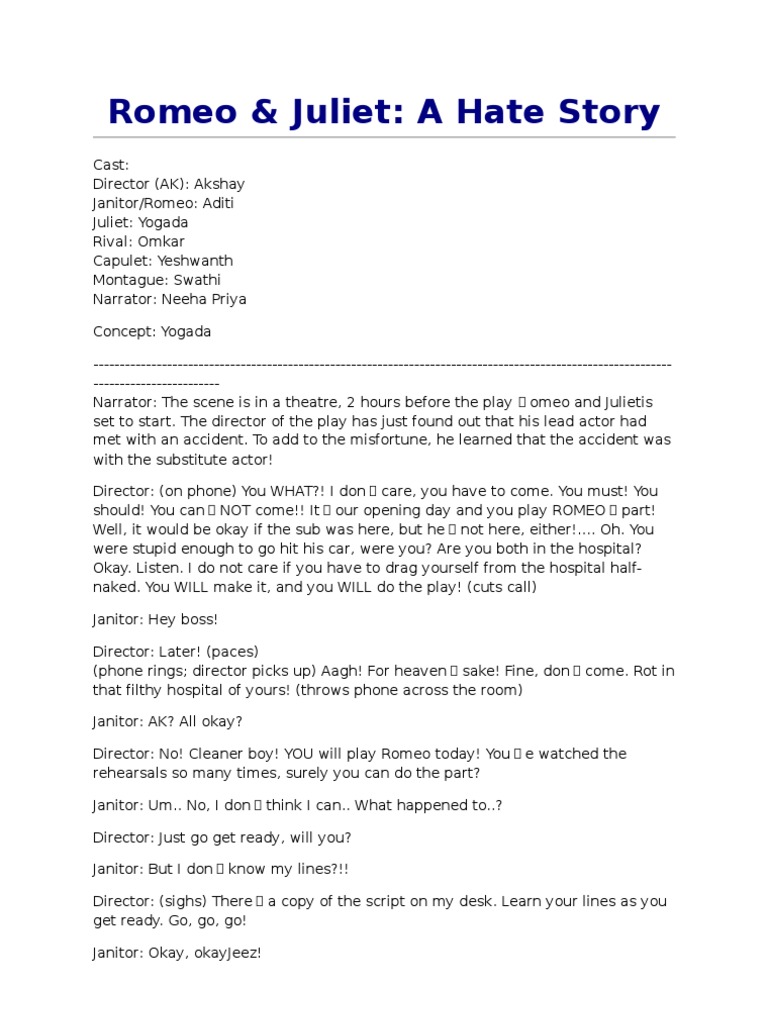 Romeo And Juliet A Parody Pdf Characters In Romeo And Juliet Romeo And Juliet