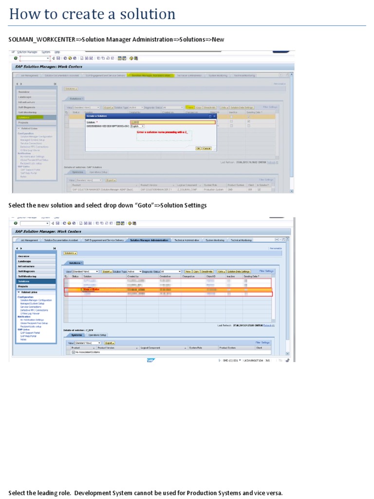 SOLMAN - WORKCENTER Solution Manager Administration Solutions New | PDF