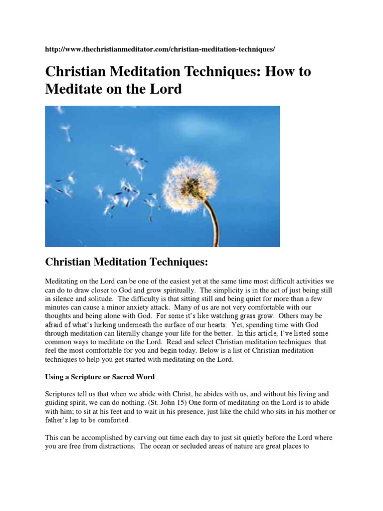 Christian Meditation Techniques.pdf | Christian Meditation | Meditation