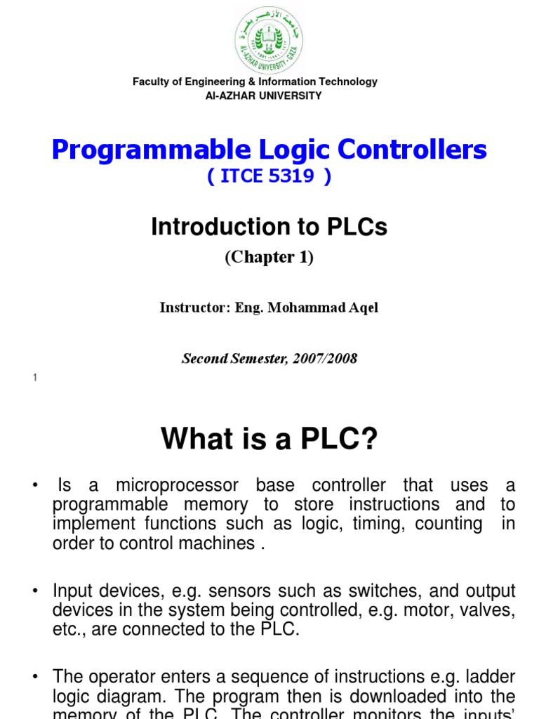 Programmable Logic Controllers: Introduction To Plcs | PDF | Programmable Logic Controller ...