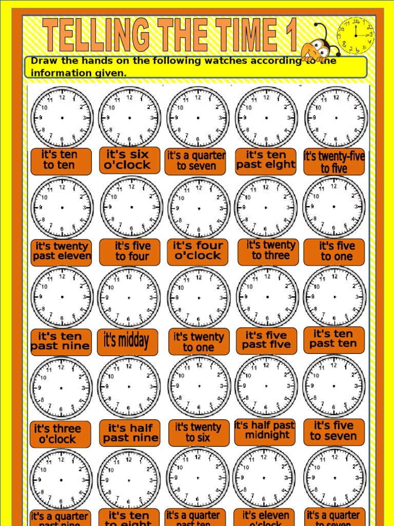 Telling The Time - Exercises 1 | PDF | Social Science