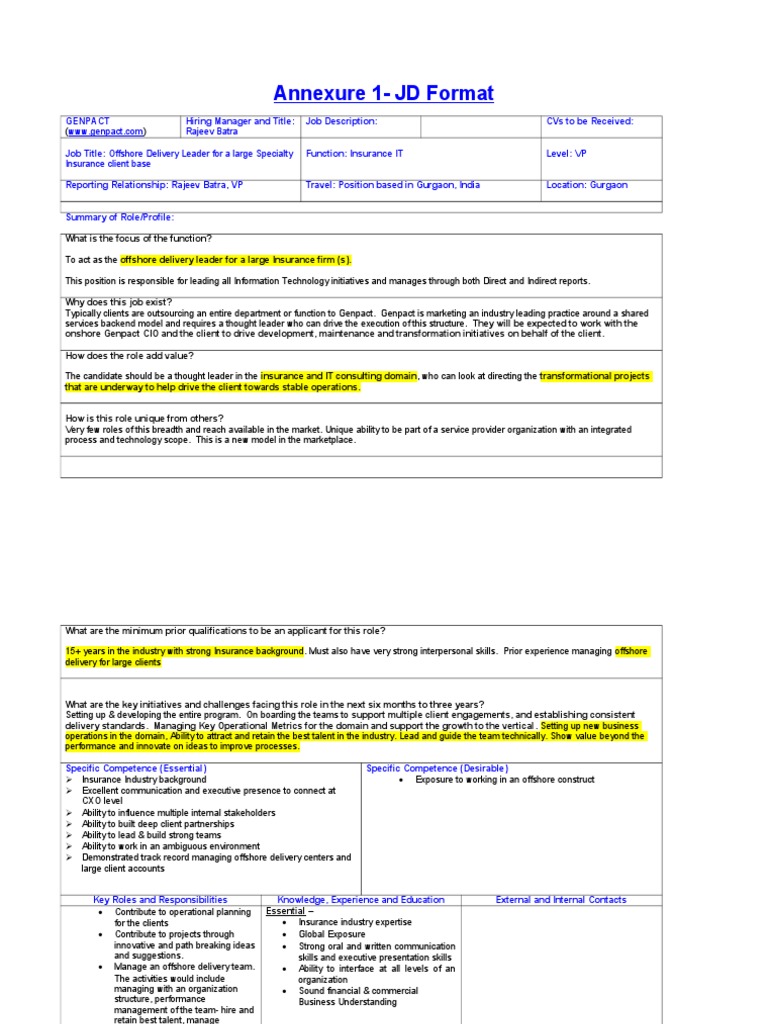 Offshore Delivery Leader JD. - Genpact | PDF | Leadership | Innovation