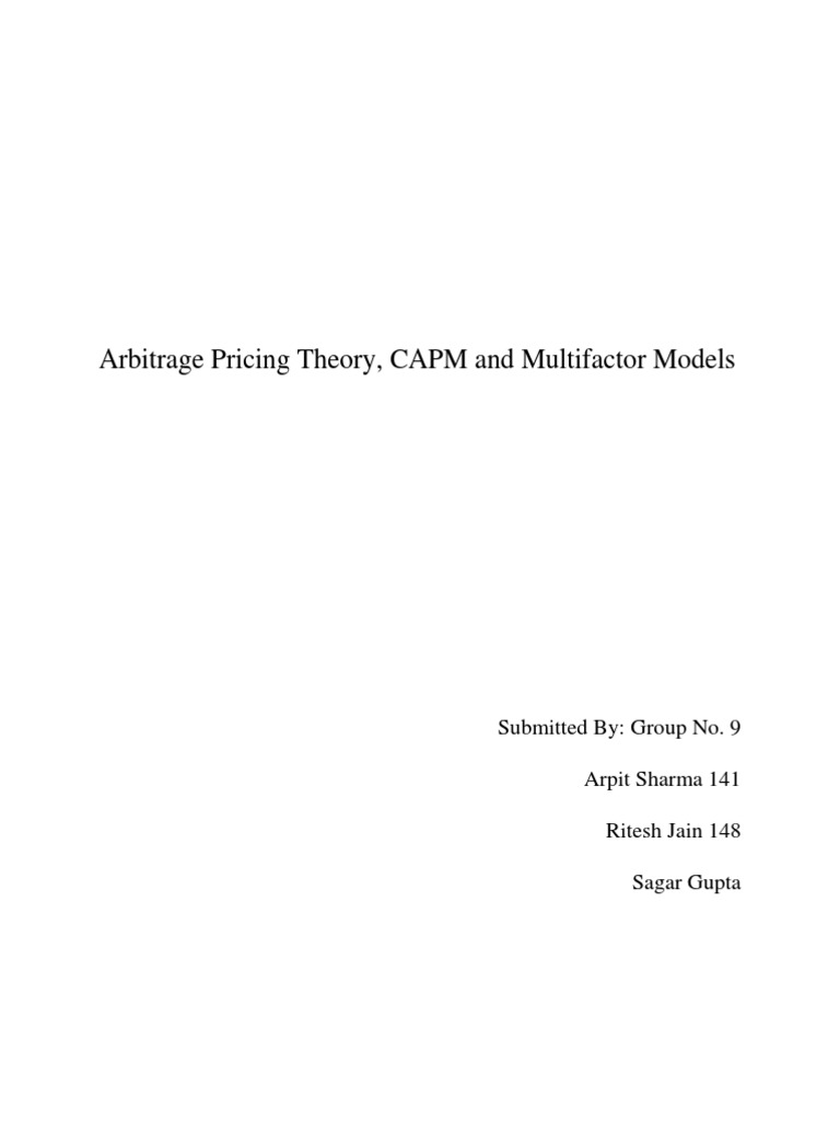 Arbitrage Pricing Theory Pdf Capital Asset Pricing Model Beta