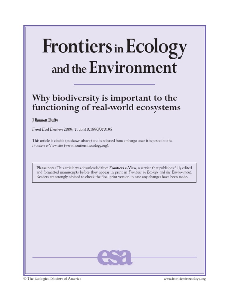 Frontiers Ecology: in and The | PDF | Biodiversity | Ecosystem
