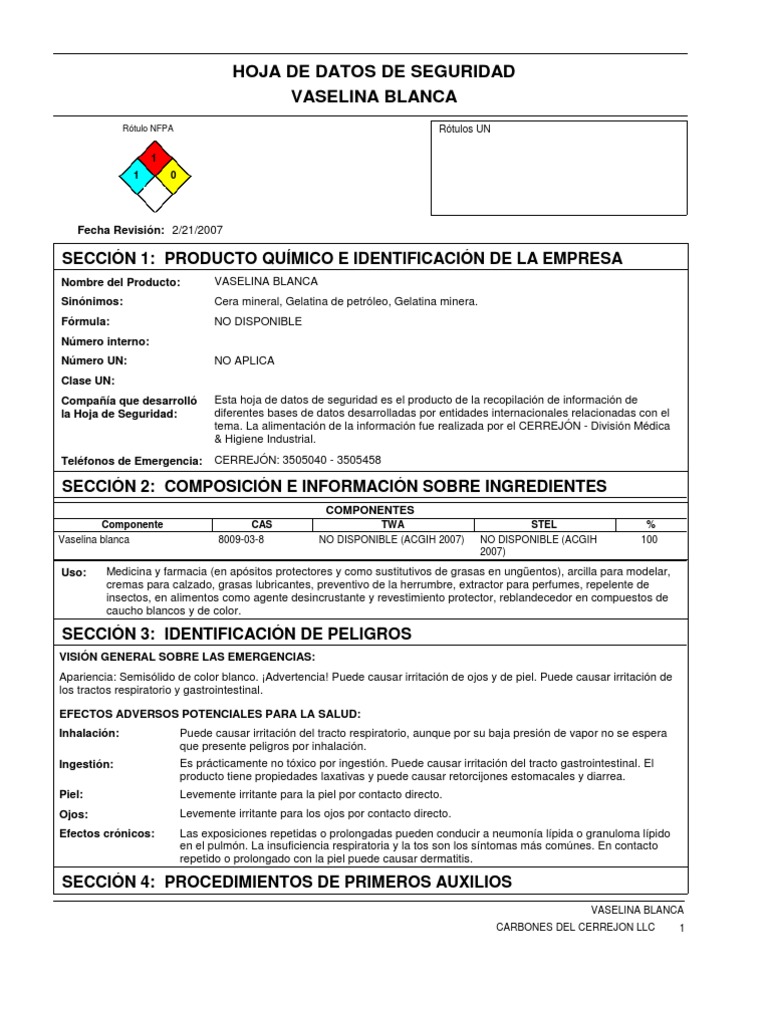 Vaselina Blanca | PDF | Carbón | Solubilidad