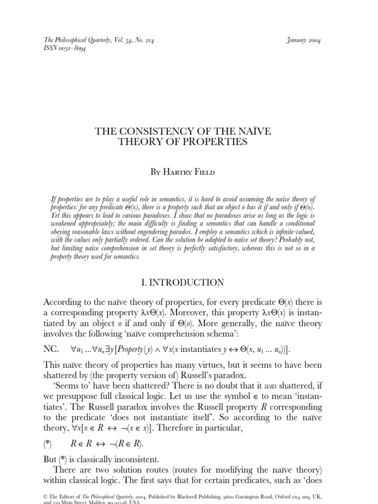 The Consistency of The Naïve | PDF | Logic | Contradiction