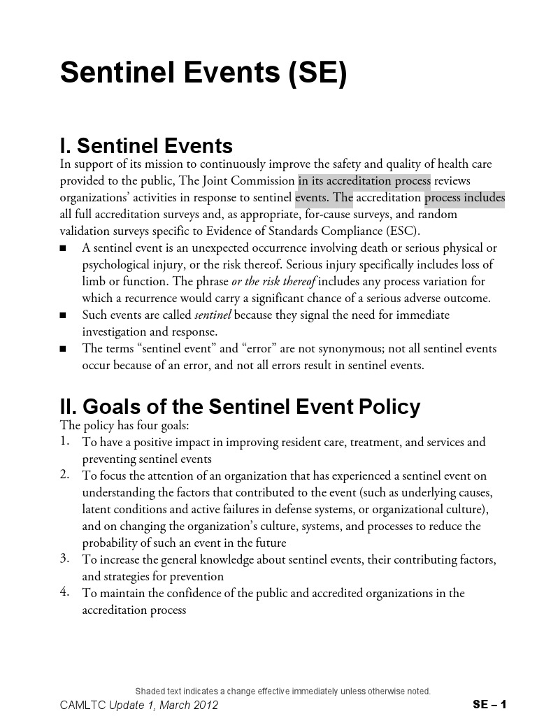 Sentinel Events | Joint Commission | Patient Safety
