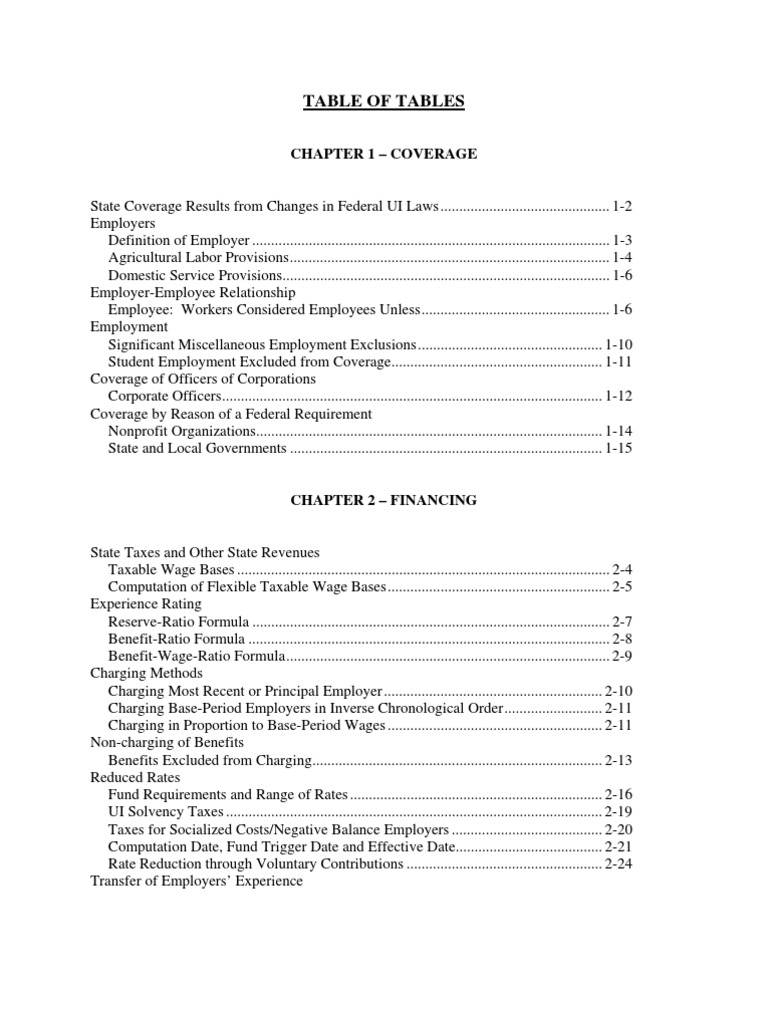 Department of Labor: Table of Tables | PDF | Wage | Employment