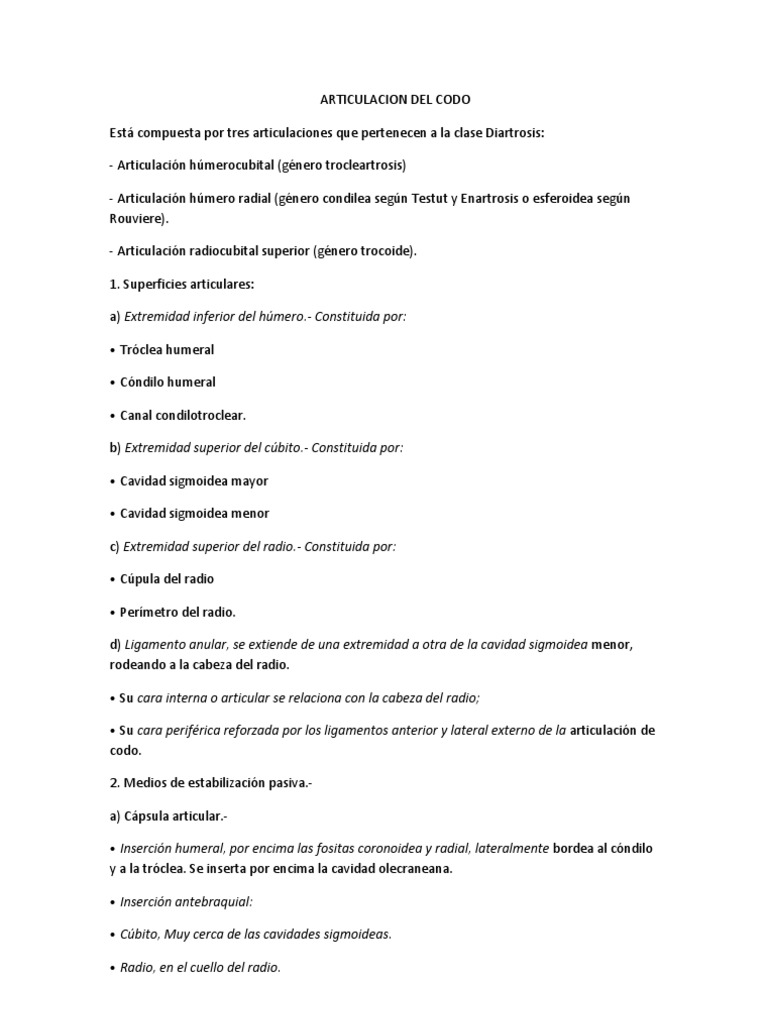 Articulacion Del Codo | PDF | Codo | Ciencia de la danza