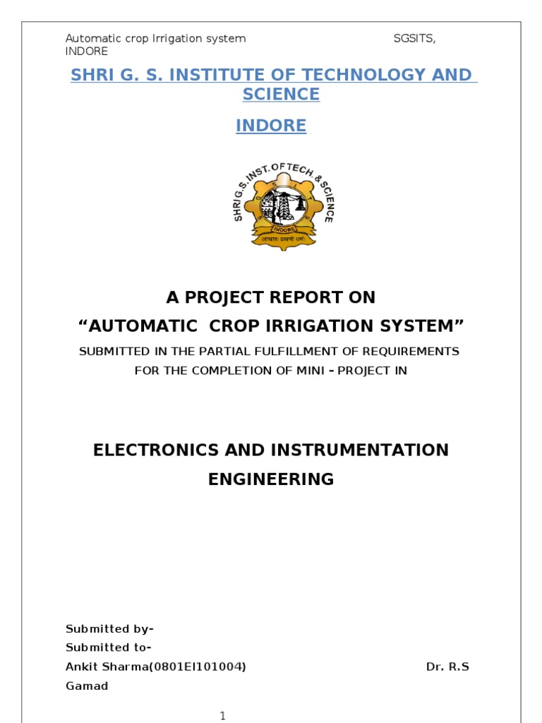 Project Report On Automatic Crop Irrigation System | PDF | Arduino ...