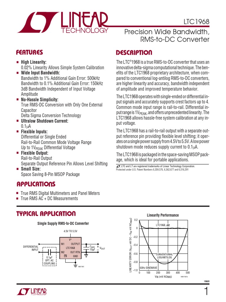 LTC 1968 Datasheet | PDF | Power Supply | Electrical Impedance