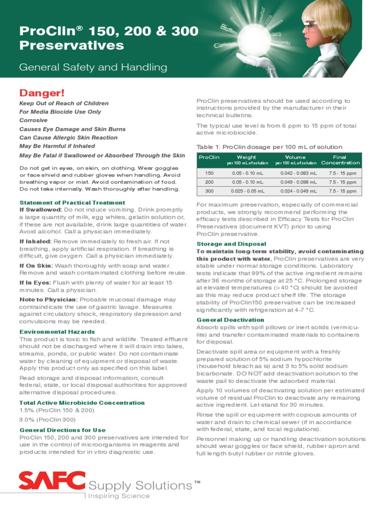ProClin® 150, 200 & 300 Preservatives General Safety and Handling ...