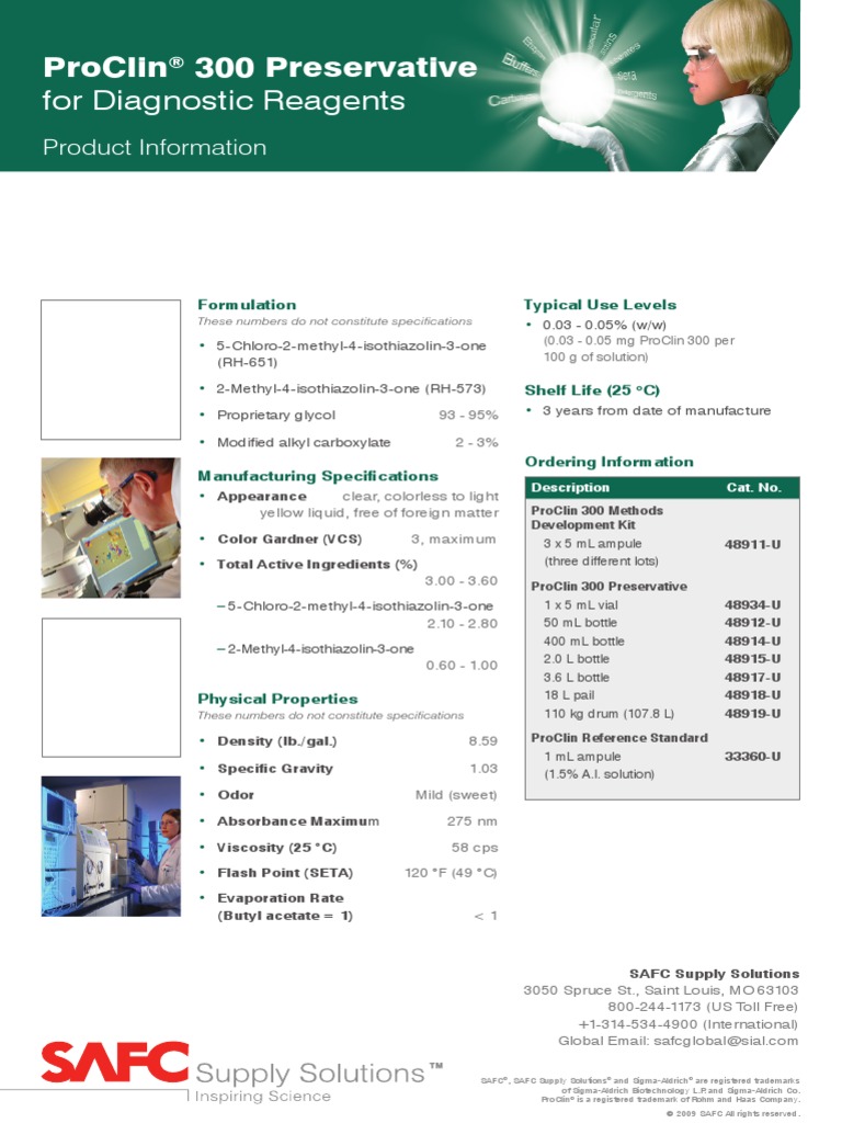 ProClin® 300 Preservative For Diagnostic Reagents - Product Information ...