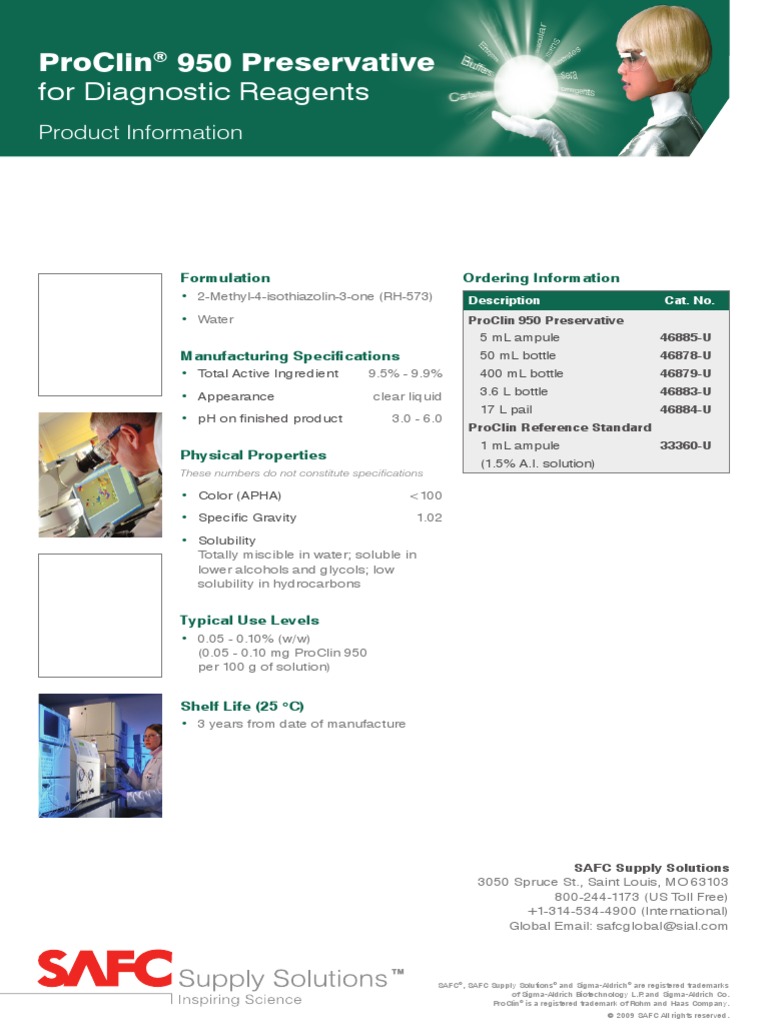 ProClin® 950 Preservative For Diagnostic Reagents - Product Information ...