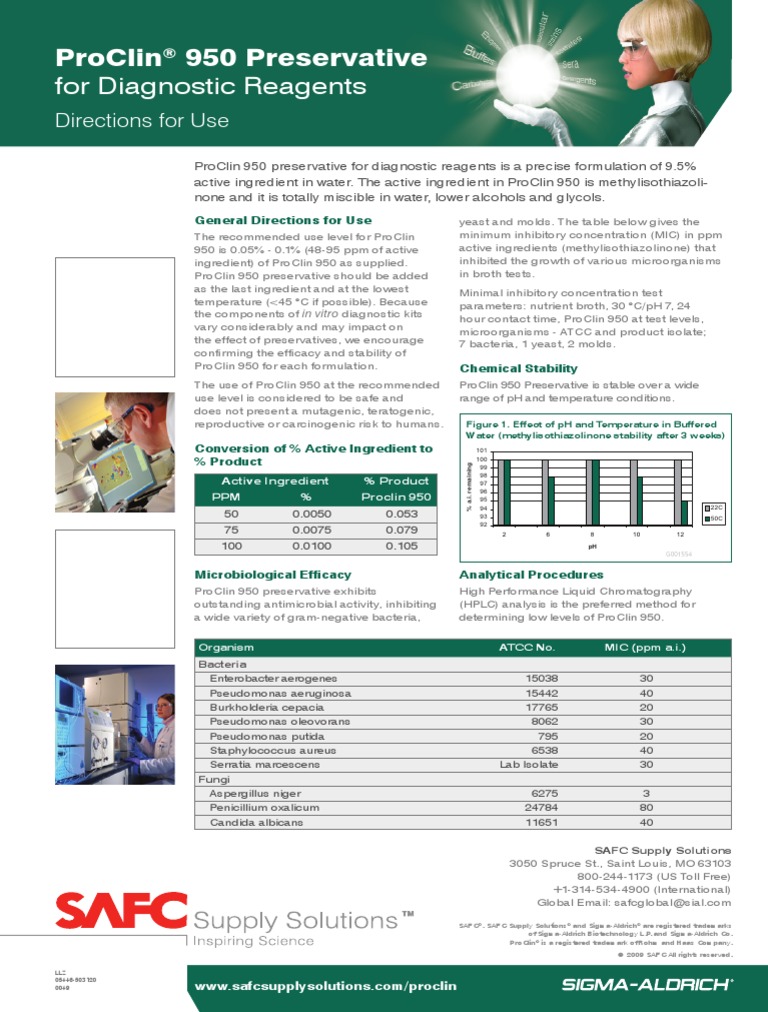 ProClin® 950 Preservative For Diagnostic Reagents - Directions For Use ...