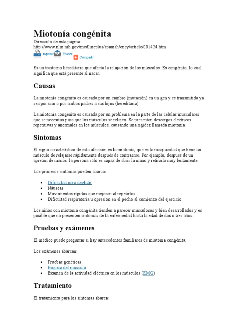 Miotonía Congénita: Causas y Tratamiento | PDF | Trastorno genético ...