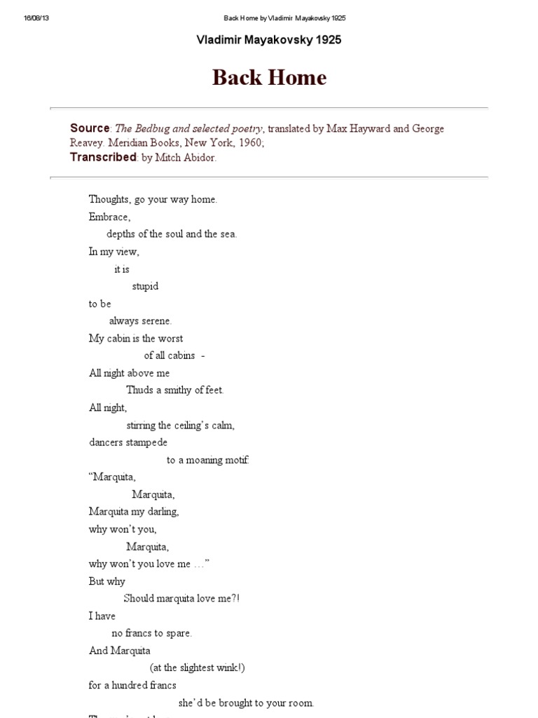 Back Home by Vladimir Mayakovsky 1925 | PDF | Soviet Union | World Politics