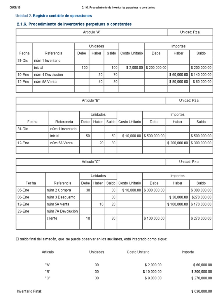 Libro Auxiliar de Almacen | PDF