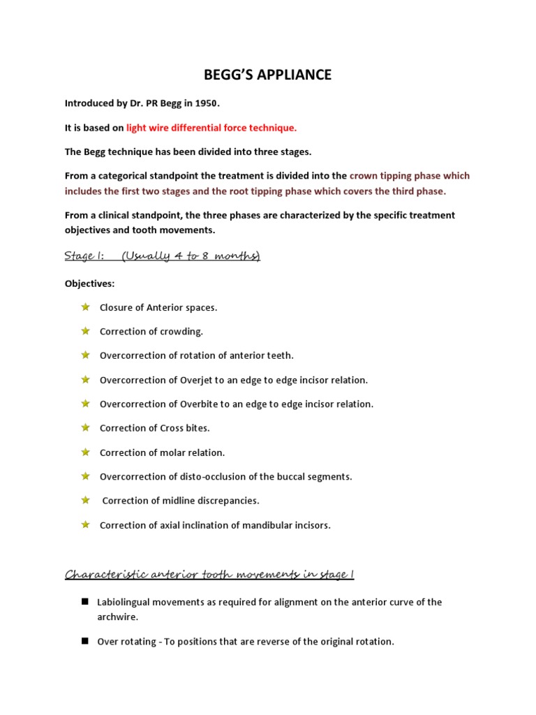 Overview of Begg's Orthodontic Technique | PDF | Tooth | Mouth