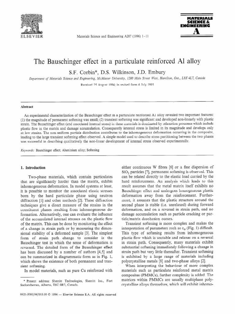 Bauschinger Effect PDF | PDF | Deformation (Engineering) | Plasticity ...
