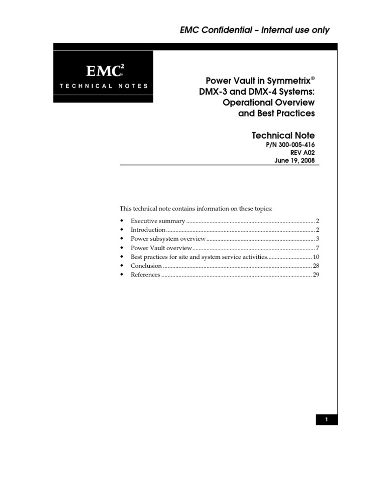 Power Vault in Symmetrix DMX 3 and DMX 4 Systems Operational Overview and Best Practices ...