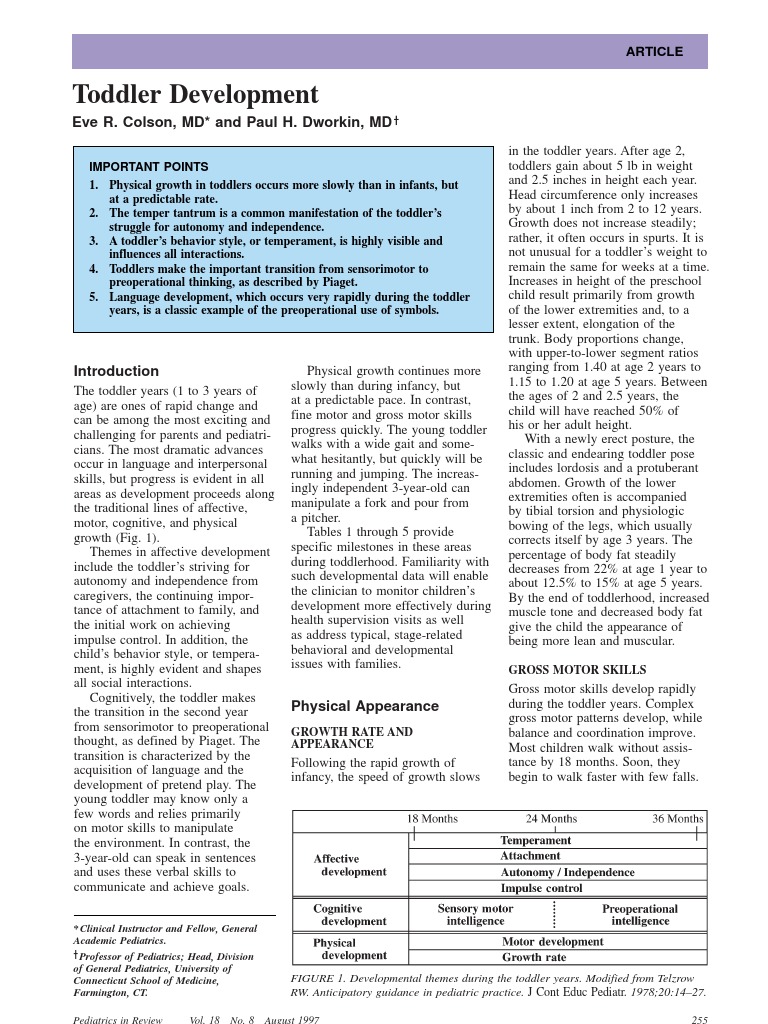 Toddler Development Article | PDF | Temperament | Delayed Gratification