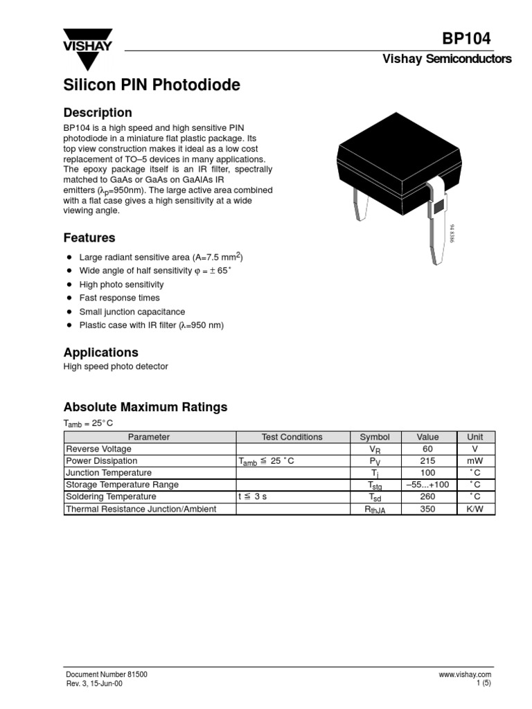 BP104 Data Sheets | PDF | Diode | Capacitor