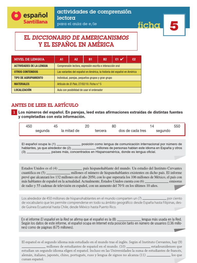 Actividades Americanismos | PDF | Lengua española | Diccionario