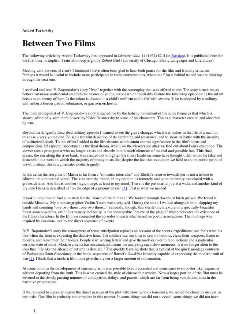 Article by Andrei Tarkovsky | PDF | Poetry