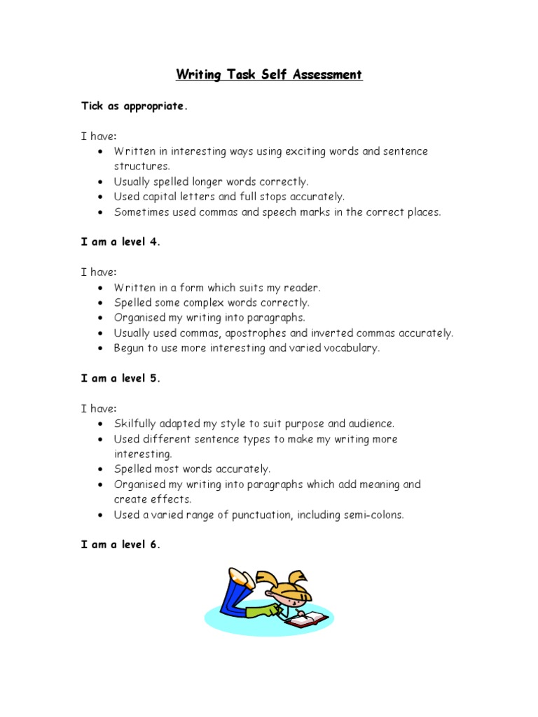 Writing Task Self Assessment: Tick As Appropriate | PDF | Career ...