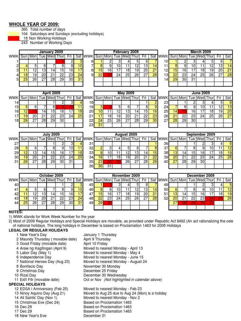 2009 Calendar | PDF | Traditions | Public Holiday