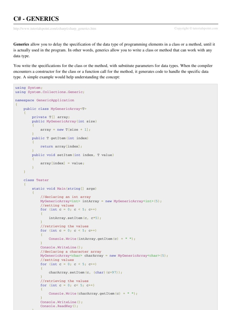 C# - Generics: System System Collections Generic Genericapplication ...
