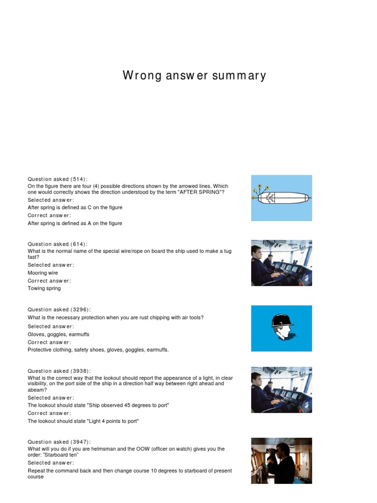 Wrong Answers in Maritime Training | PDF | Technology & Engineering