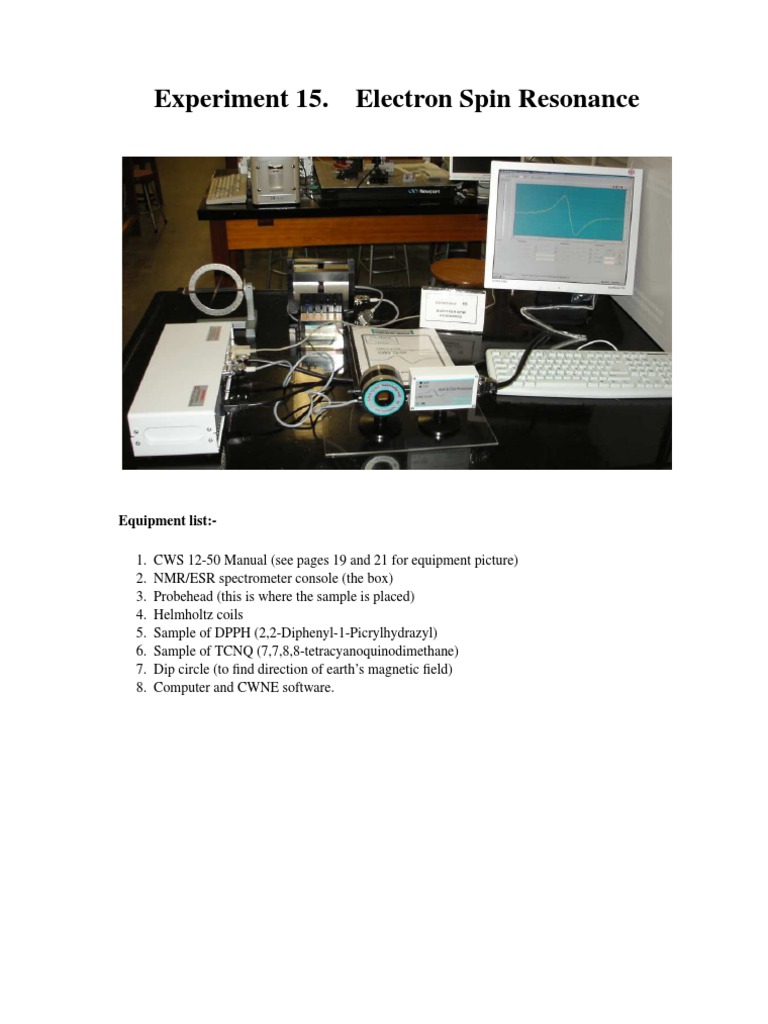 Expt 15 | PDF | Spin (Physics) | Electron Paramagnetic Resonance