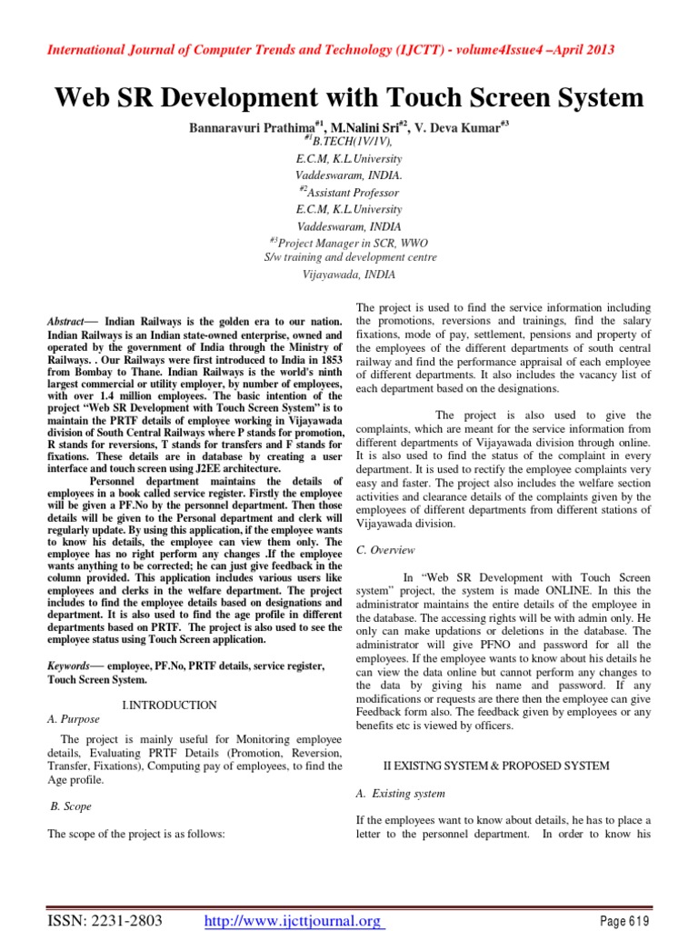 Web SR Development With Touch Screen System | PDF | Java Server Pages ...