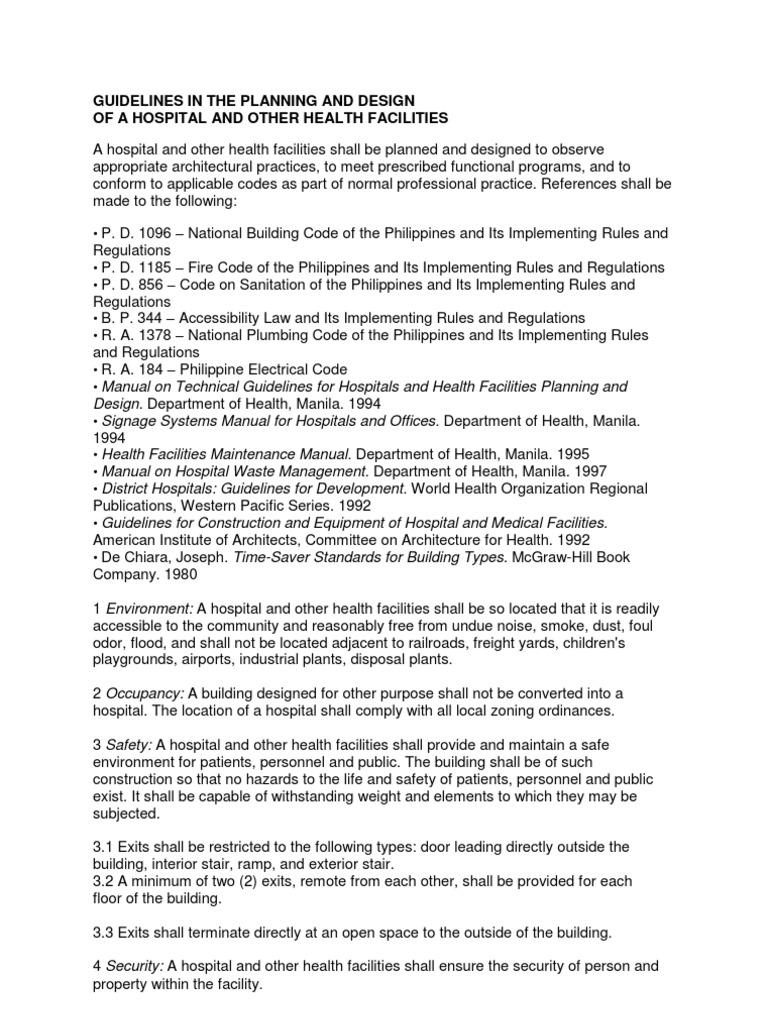 Hospital Planning and Design Guidelines | PDF