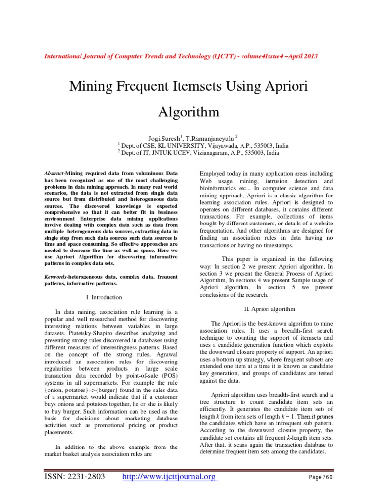 Mining Frequent Itemsets Using Apriori Algorithm | PDF | Applied Mathematics | Mathematical Concepts