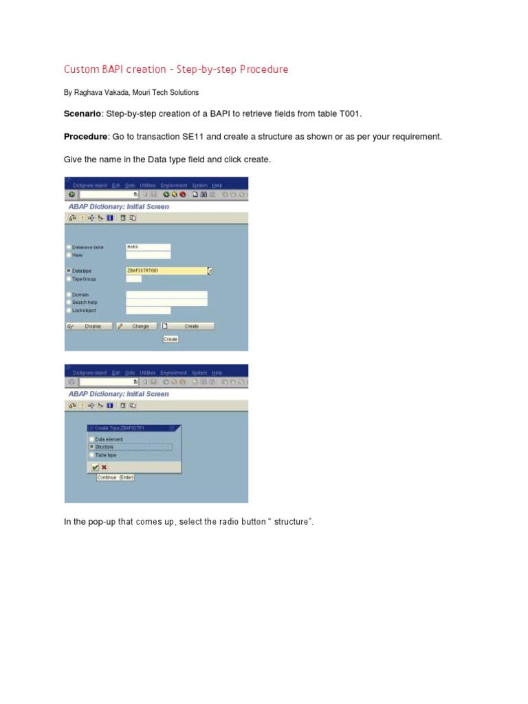 Custom BAPI Creation | PDF | Icon (Computing) | Computer Engineering Custom BAPI Creation | PDF | Icon (Computing) | Computer Engineering