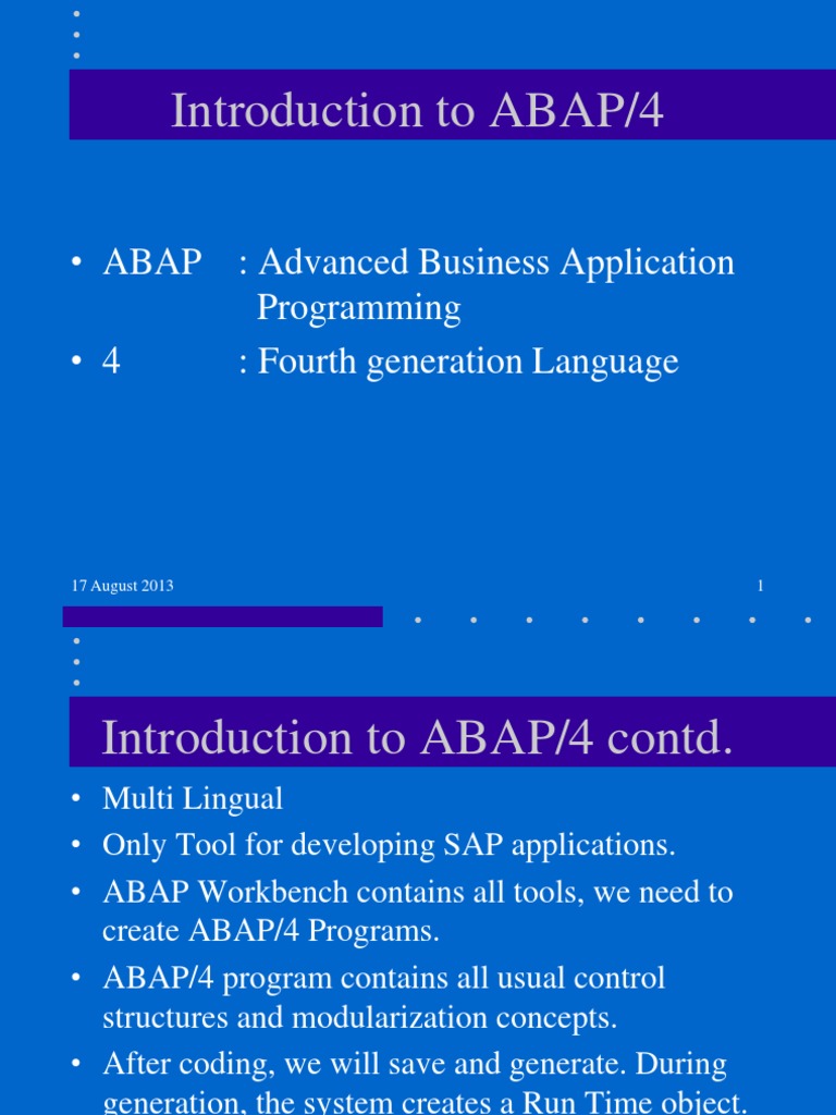 Introduction to ABAP/4 Programming | PDF | Programming Language | Computer Engineering