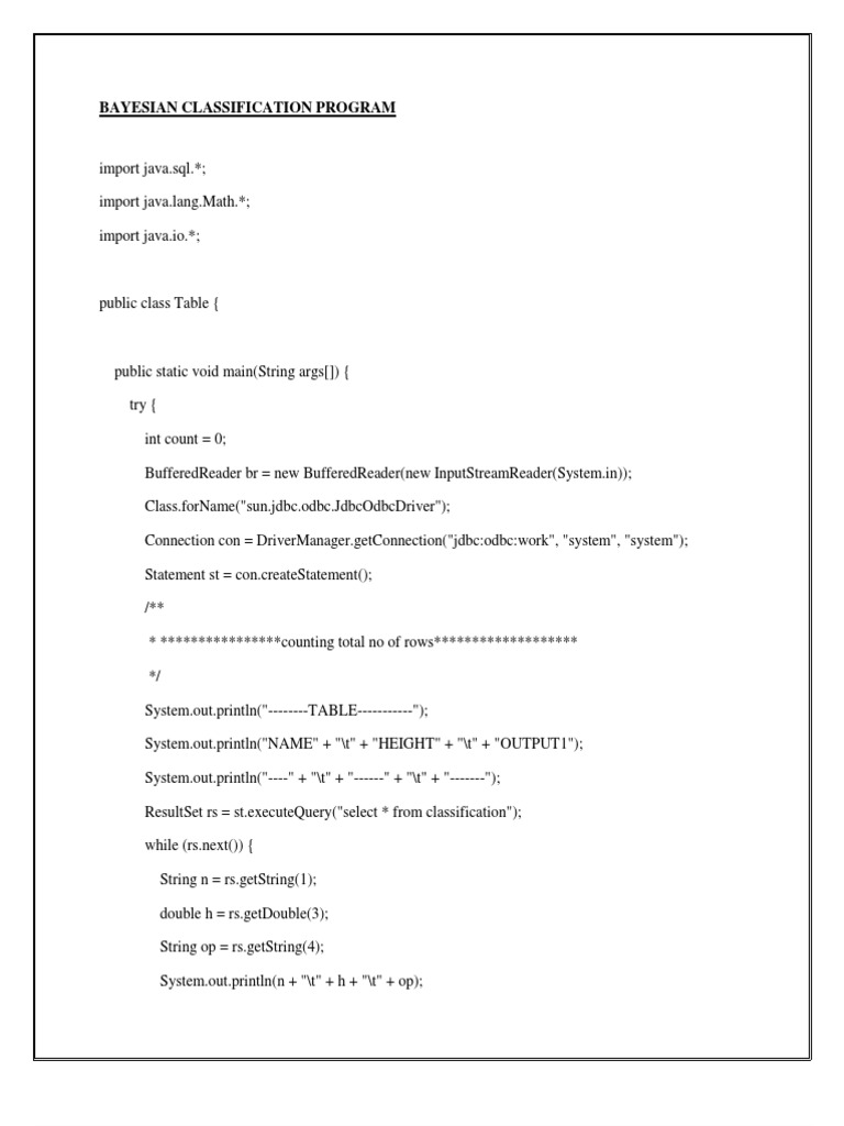 Bayesian Classification Program | PDF | Data Management Software ...