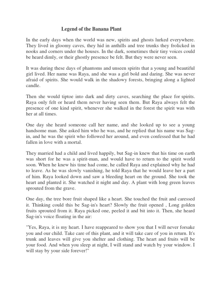 Legend of The Banana Plant | PDF | Logging | Trees