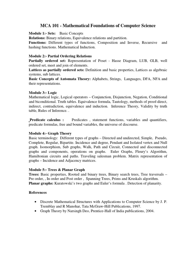 Mca 101 MFC | PDF | First Order Logic | Graph Theory