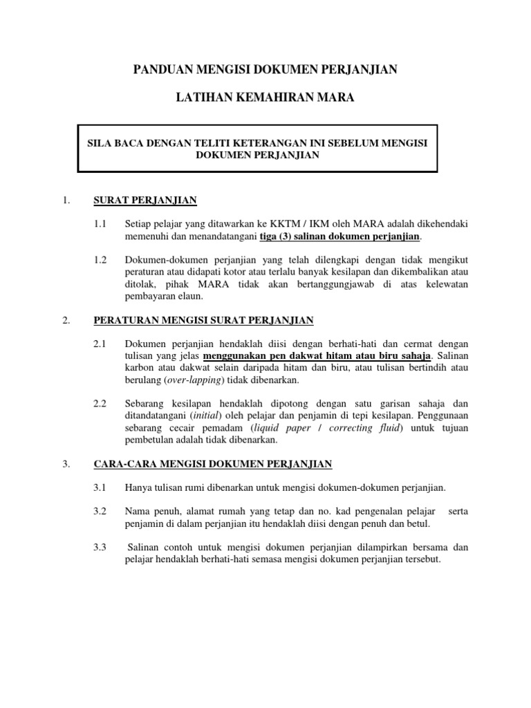Panduan Mengisi Dokumen Perjanjian | PDF Panduan Mengisi Dokumen Perjanjian | PDF