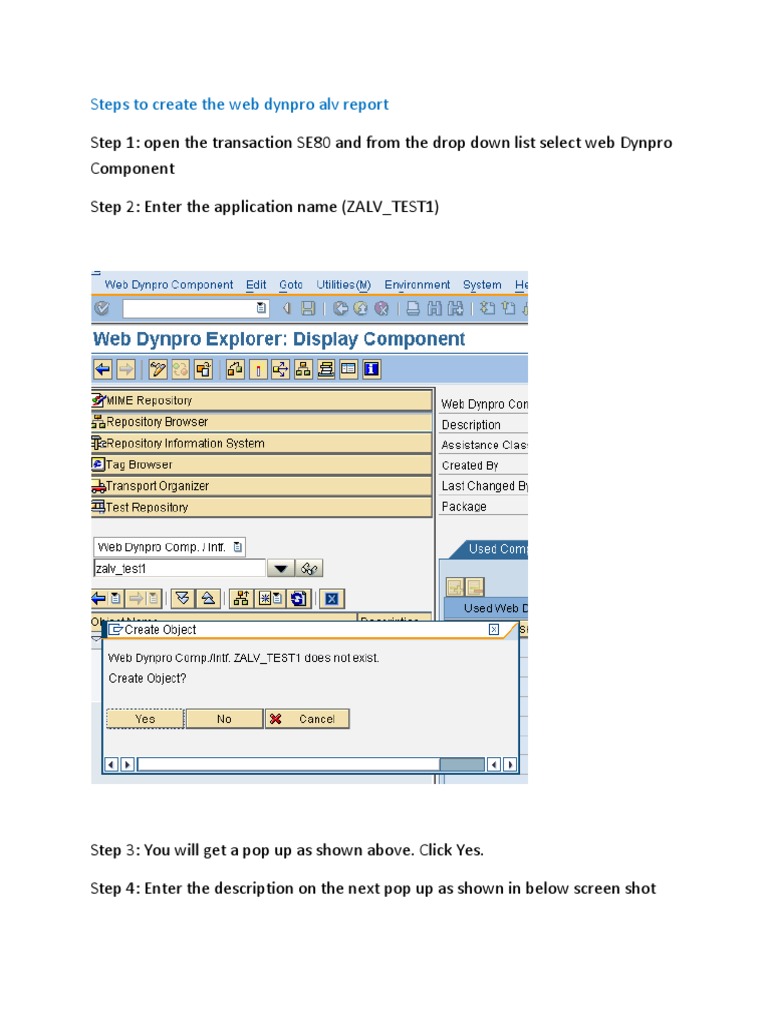 Steps To Create Webdynpro Alv Report | PDF | Button (Computing) | Point And Click
