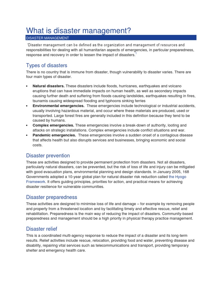 Disaster Management Overview | PDF | Emergency Management | Emergency