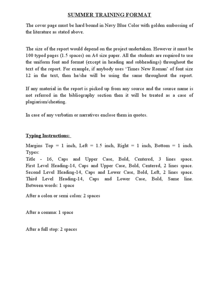 Summer Training Format: Typing Instructions | PDF | Letter Case ...