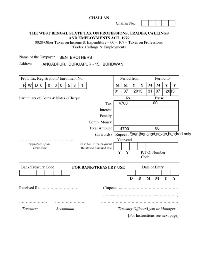 P. Tax Challan | Download Free PDF | Rupee | Macroeconomics And ...
