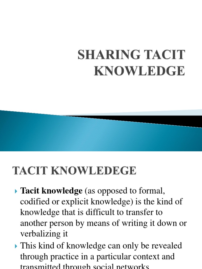 Understanding Tacit Knowledge Transfer | PDF | Tacit Knowledge | Knowledge